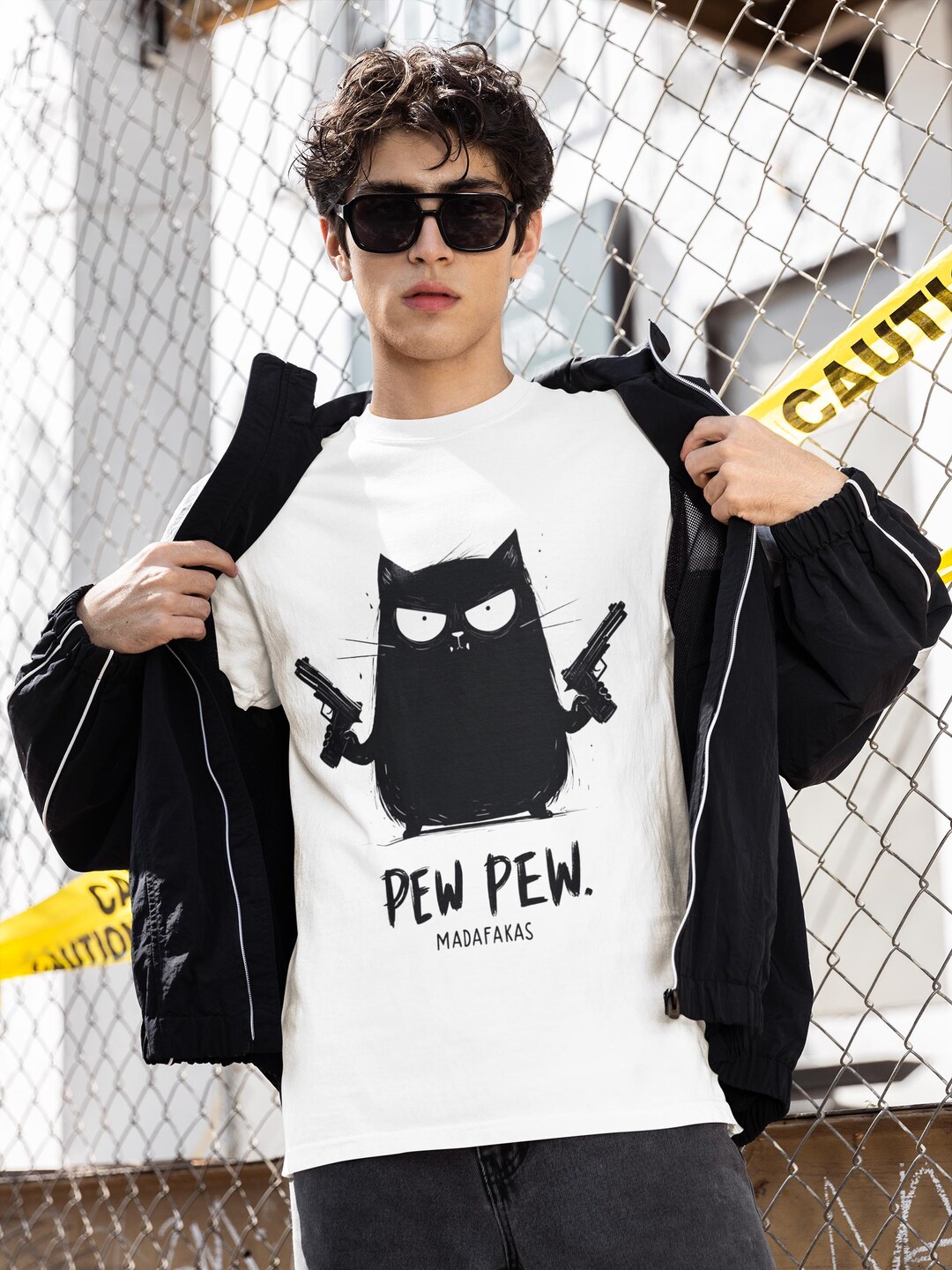Comfort Colors Pew Pew Cat T-shirt, Funny Cat Shirt, Unisex Graphic Tee ...