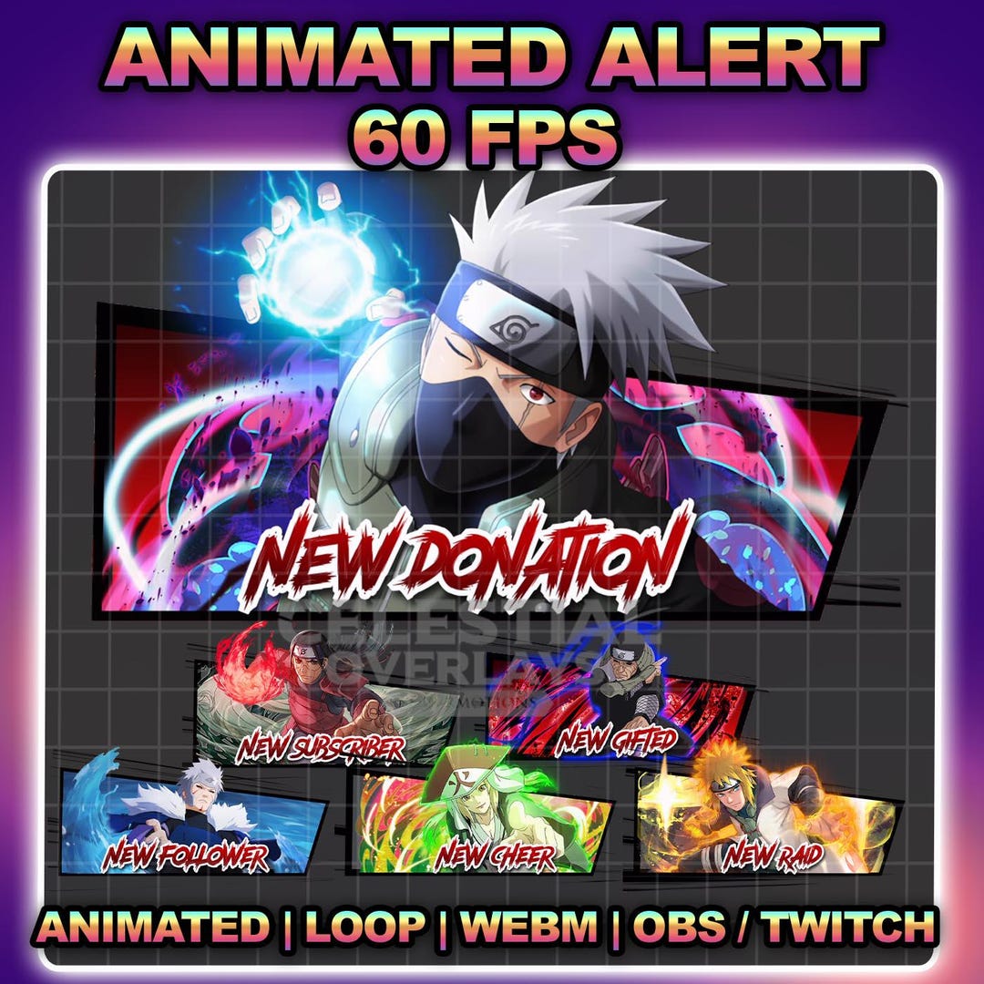 New Anime Stream Overlay, Animated Alert | Manga Overlays | Anime ...