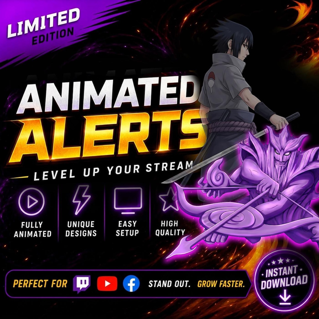 Animated Susanoo Ninja Stream Alerts | Anime Follower Sub Donation ...