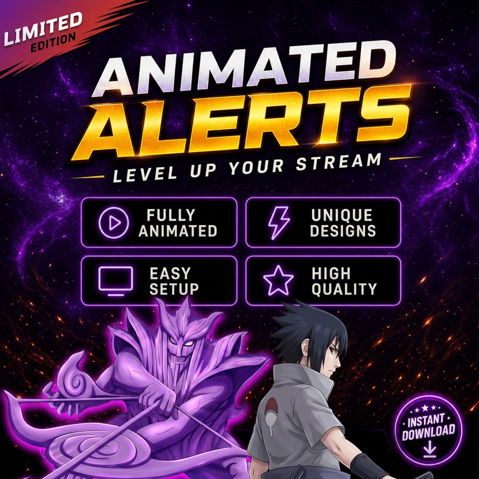 Animated Susanoo Ninja Stream Alerts | Anime Follower Sub Donation ...