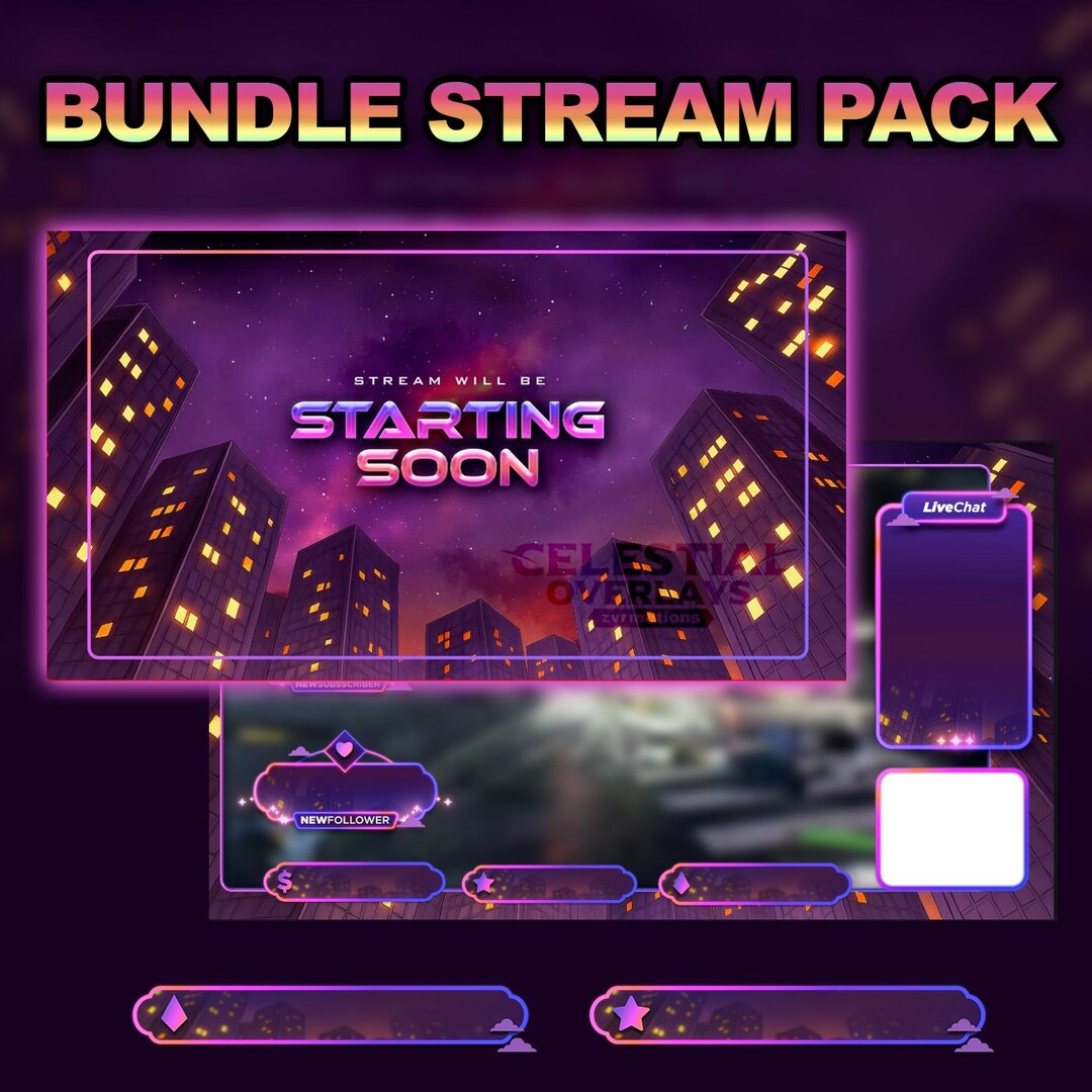 Stream Overlays Night Metro Animated Stream Overlay Package: City ...