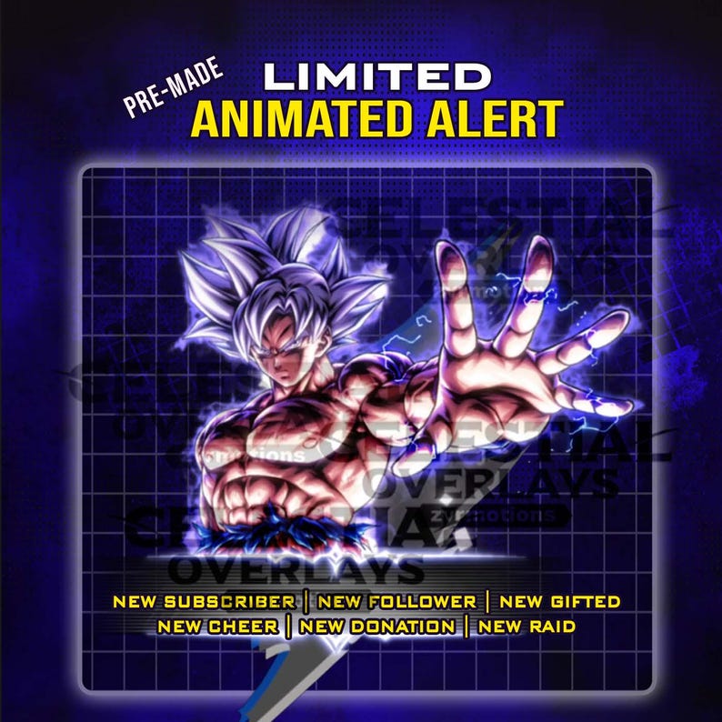 Animated Goku Stream Overlay Twitch Stream: Manga Alerts DBZ (digital ...