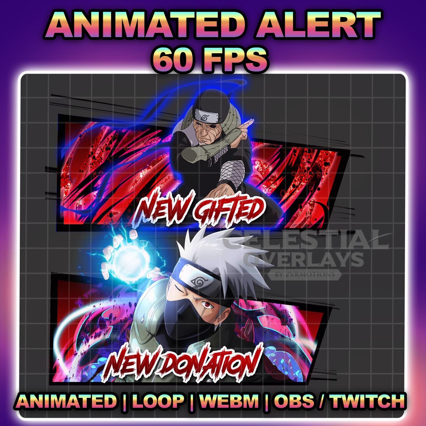 Animated Anime Stream Overlay: Manga Alerts, Dark Theme (digital ...