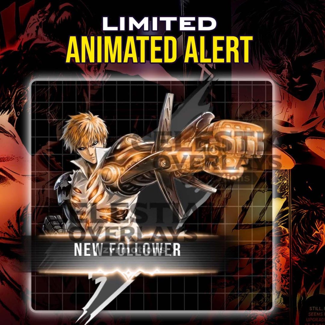 Anime Manga Stream Animated Alerts Saitama Genos, Twitch Overlay ...