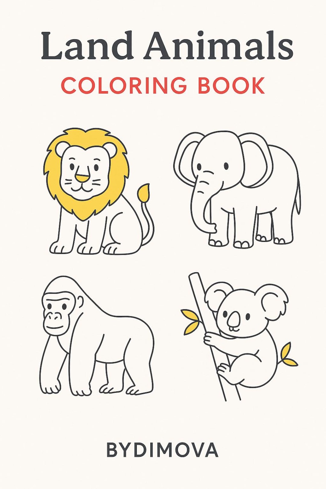 Land Animals Coloring Pages for Kids – Printable Activity Book ...