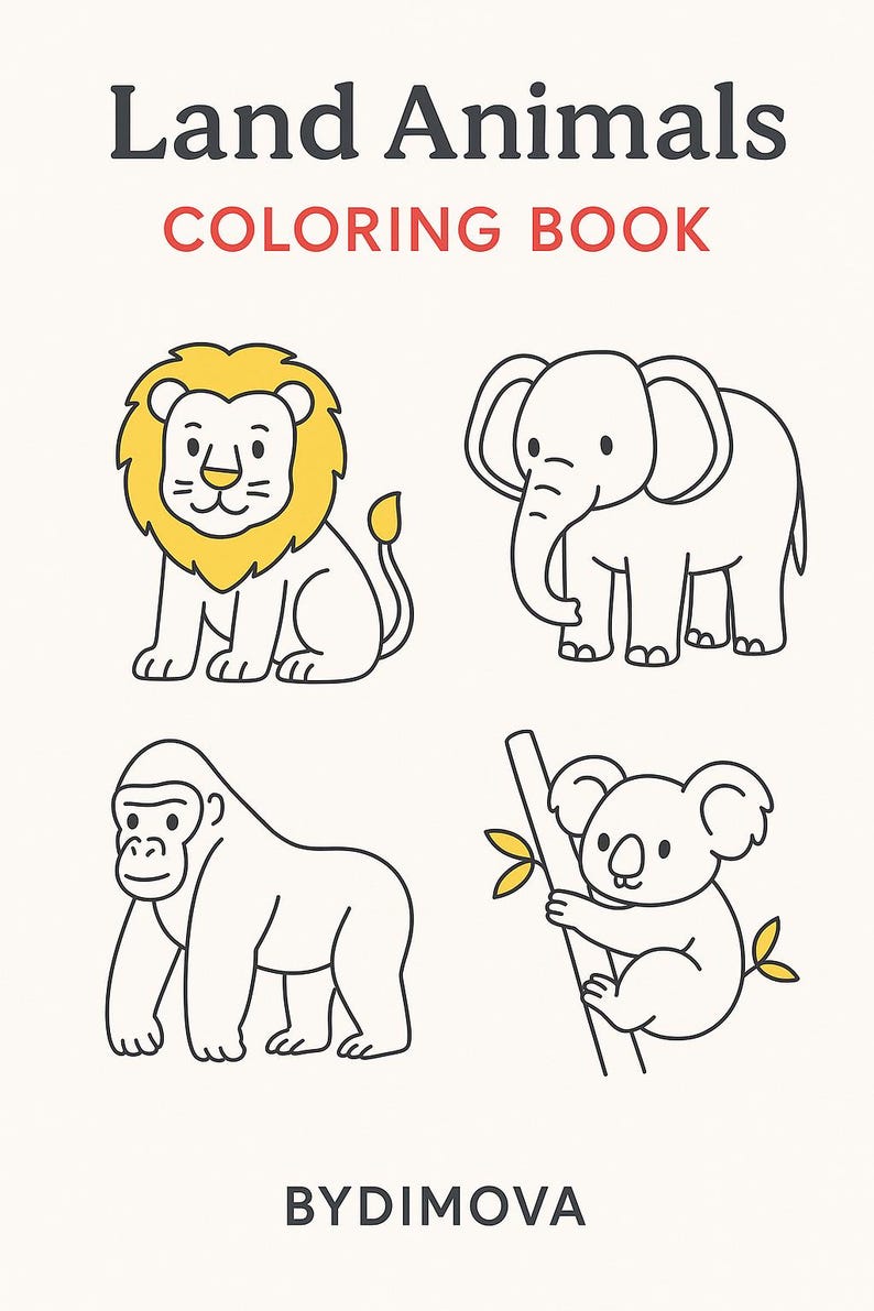 Land Animals Coloring Pages for Kids – Printable Activity Book ...
