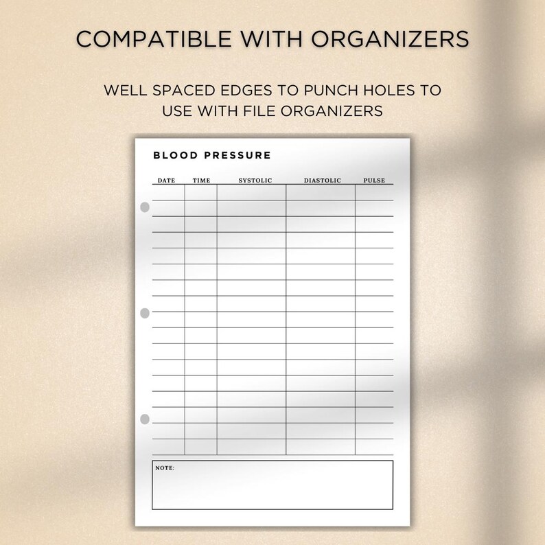 Blood Pressure Log Printable Template, Daily Blood Pressure Tracking ...