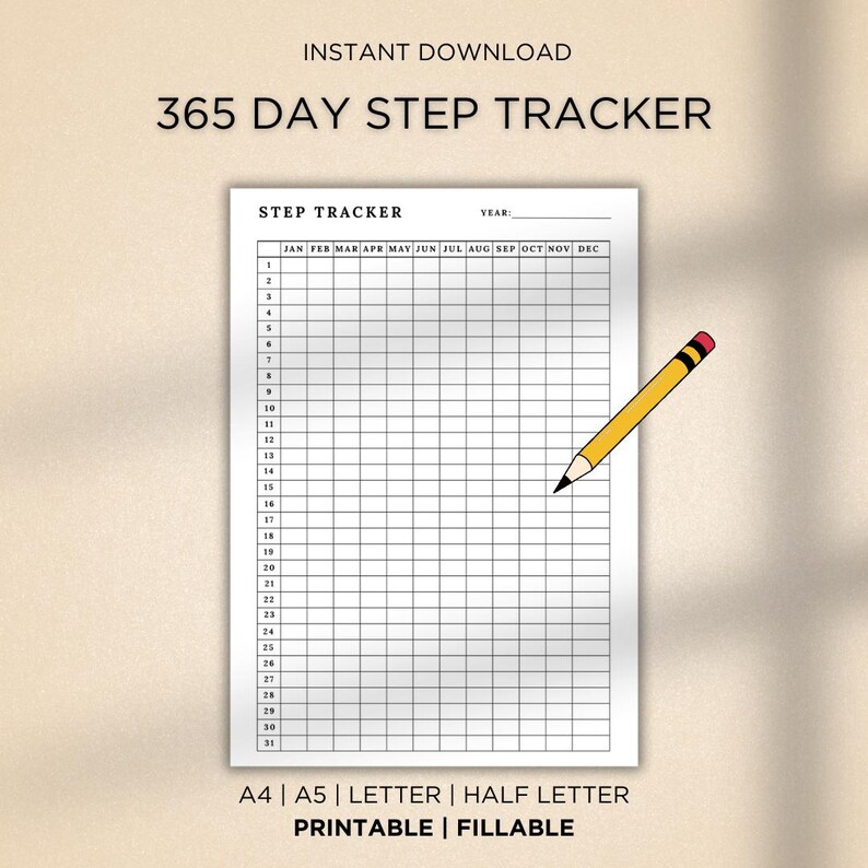 365 Day Weight Tracker Printable & Fillable, Daily Weight Journal ...