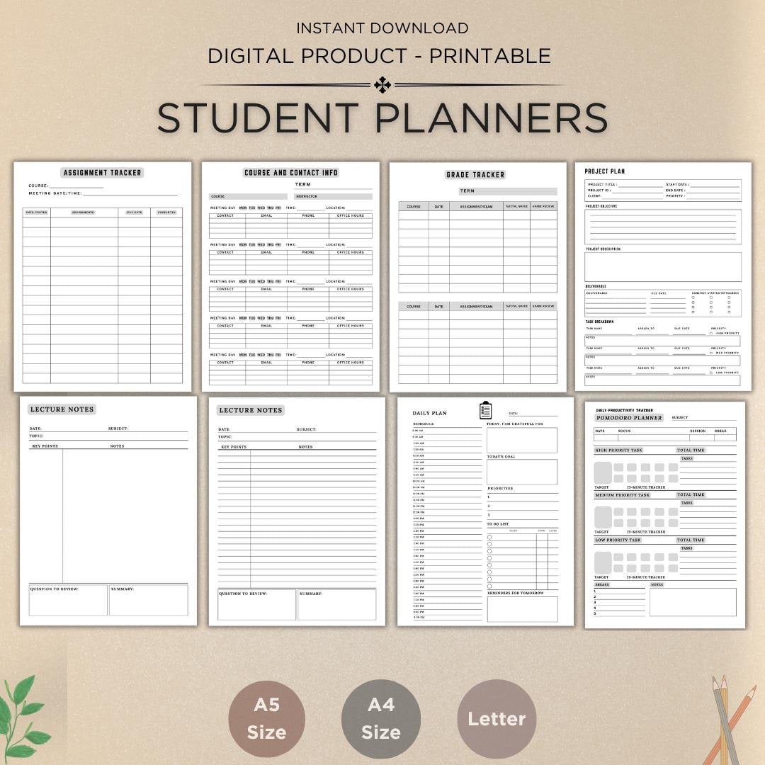 Printable Student Planner Bundle: Academic, College, School (PDF) - Etsy