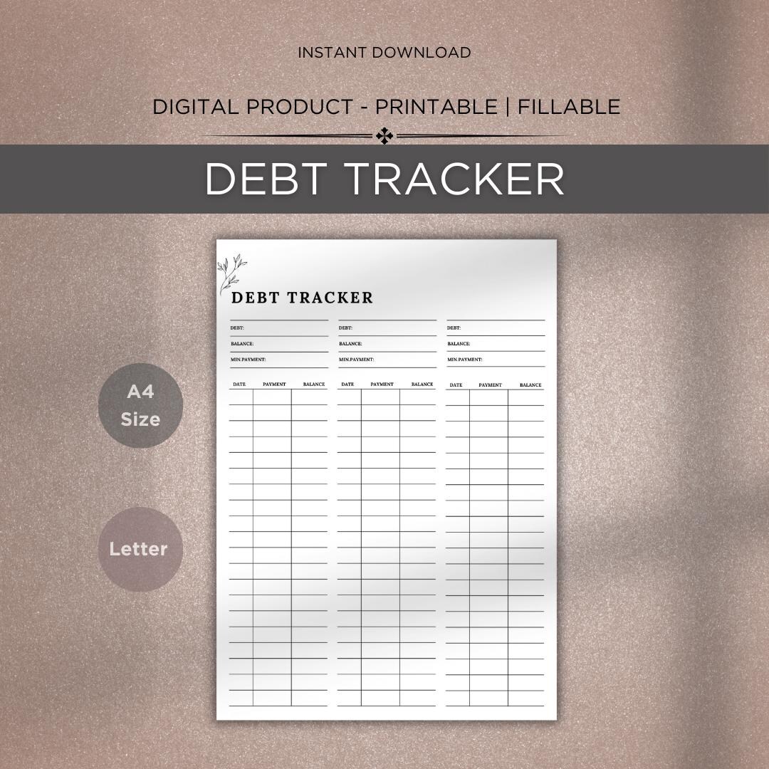Debt Tracker Printable Portrait, Debt Payoff Log, Debt Overview, Budget ...
