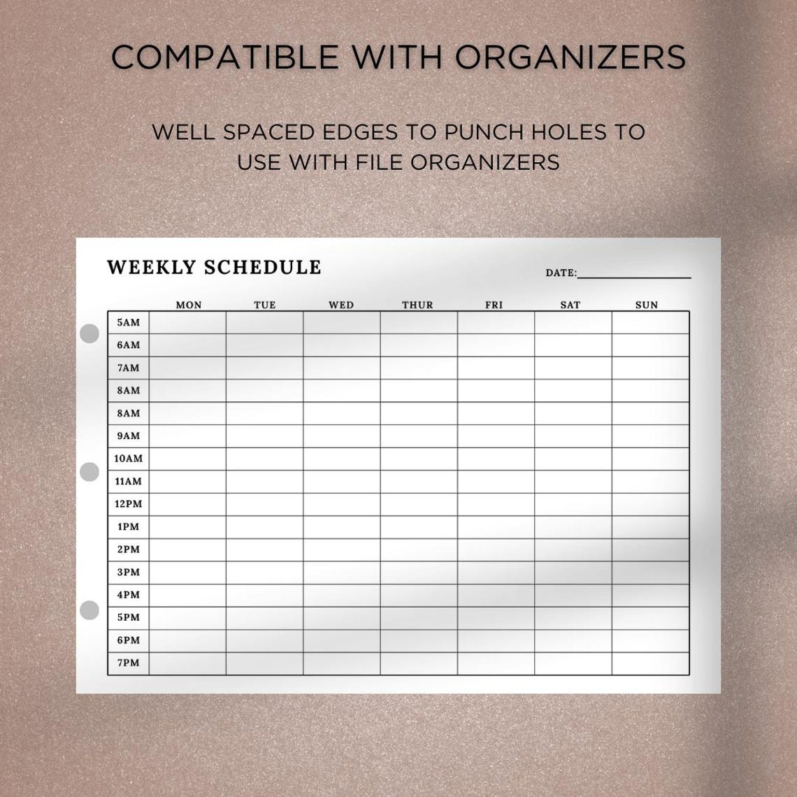 Printable Weekly Schedule Planner: Landscape Layout (digital Download ...