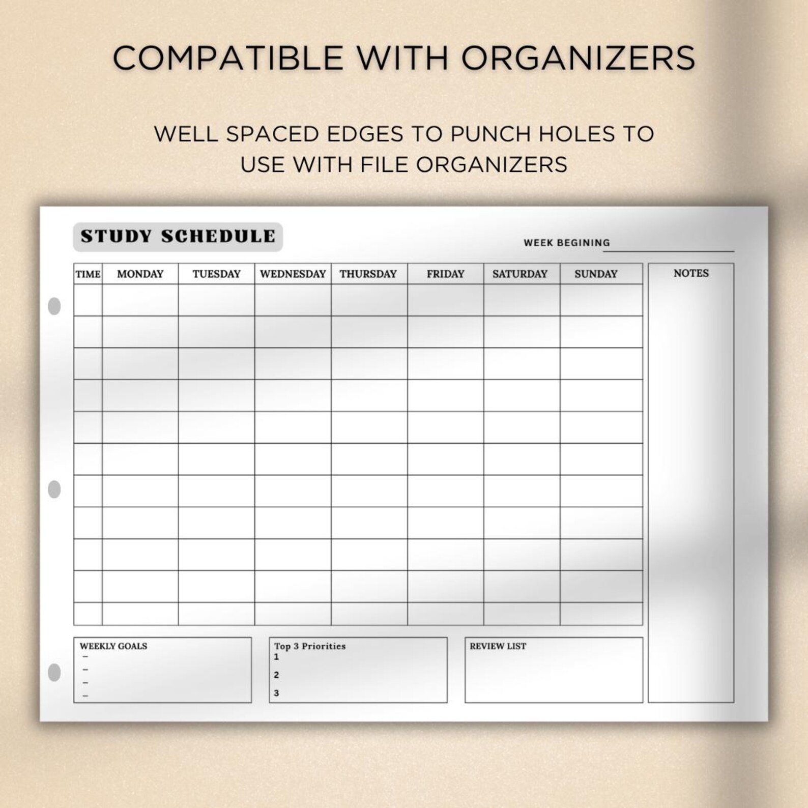 Weekly Study Schedule Printable Set | Revision Timetable | Weekly ...
