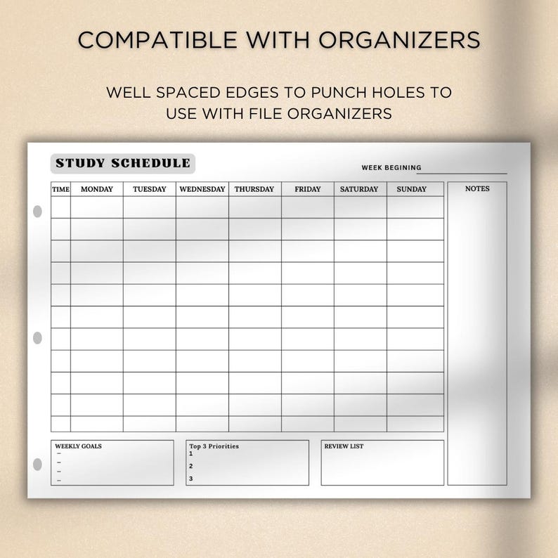 Weekly Study Schedule Printable Set | Revision Timetable | Weekly ...