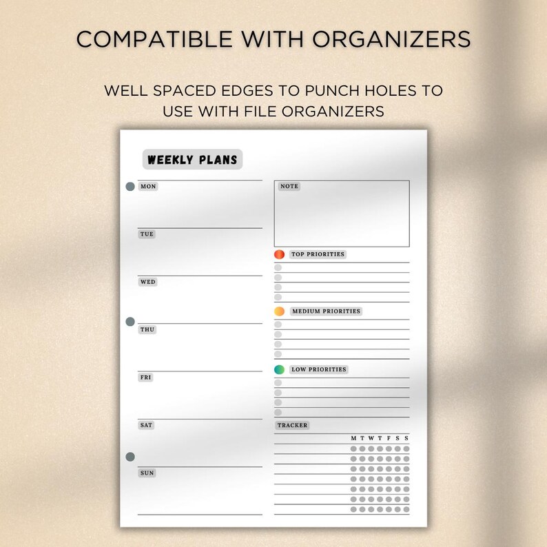 Weekly Planner Printable | Printable Weekly Task List PDF, A5, Half ...