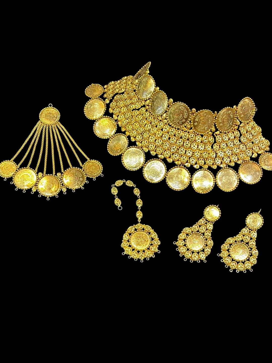 Indian Coin Bridal Jewelry Set: Gold Plated Necklace Set, South Asian ...