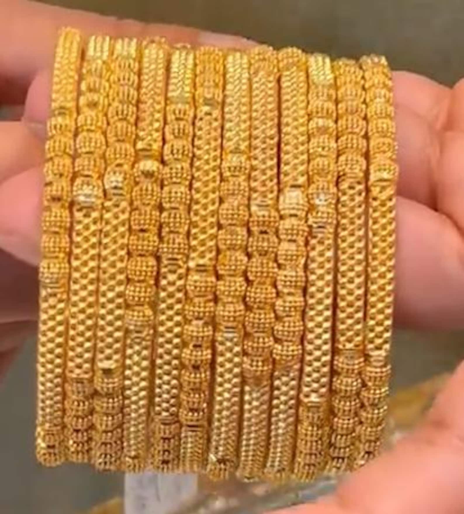 12pcs Premium Gold Plated Bangles for Weddings – Lightweight ...