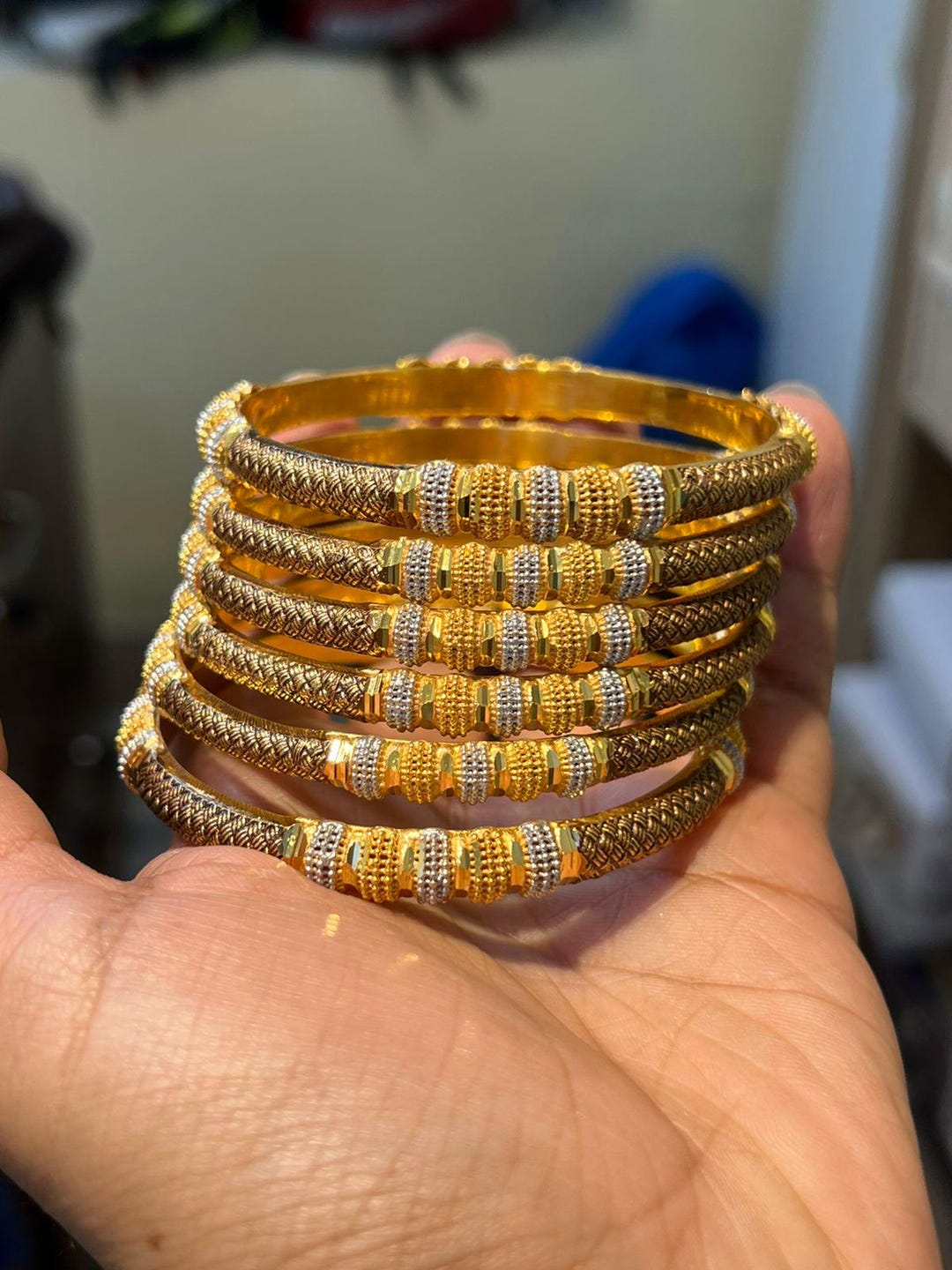 6pcs Premium Gold Plated Bangles for Weddings – Lightweight Traditional ...