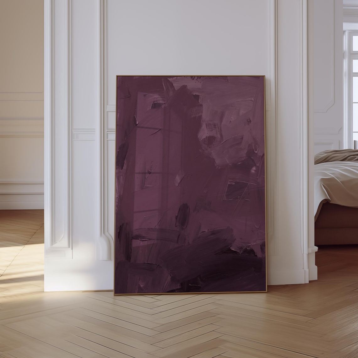 Deep Plum Abstract Wall Art Print – Moody Purple Textured Artwork ...
