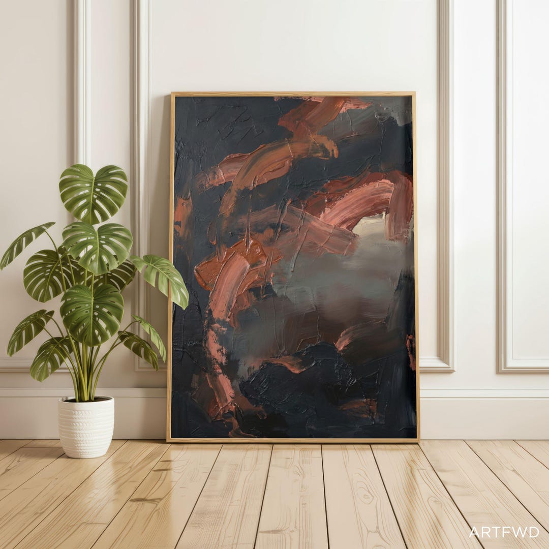 Black Rust Abstract Wall Art Print – Dark Moody Painting, Textured ...