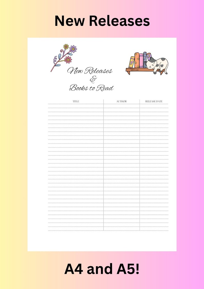 Book Tracker Printable Digital Book Log & TBR Template, Books to Read ...