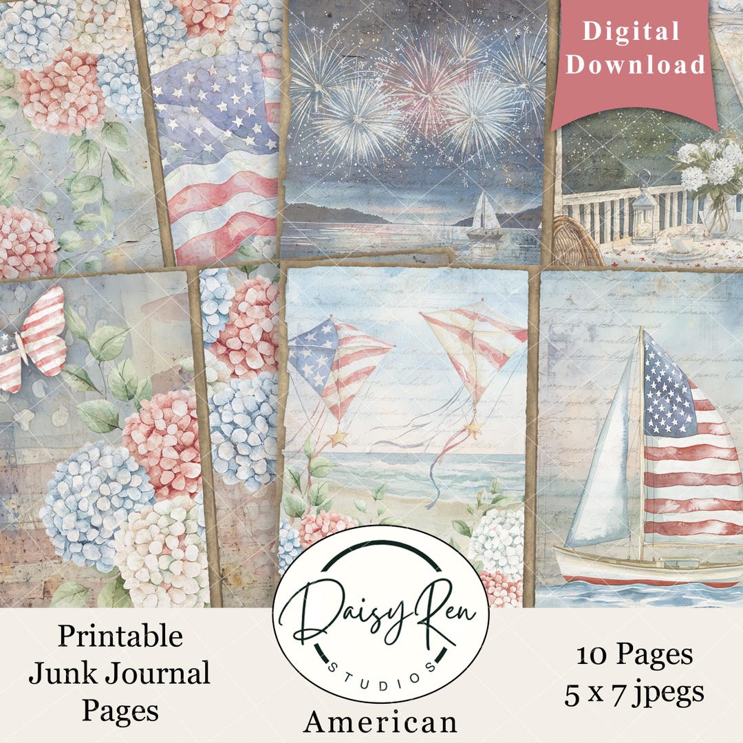 American Junk Journal Pages, Fourth of July Junk Journal Kit ...