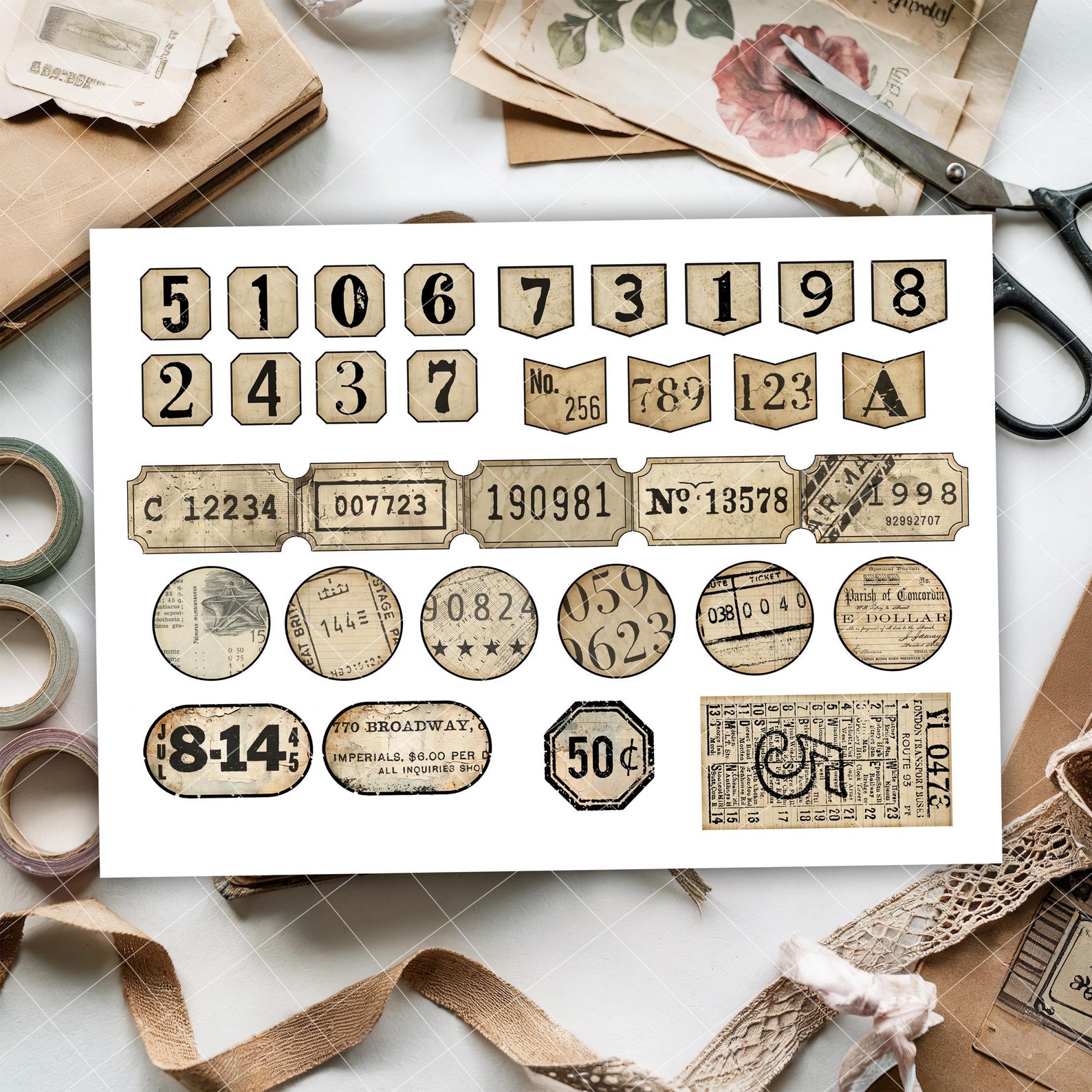 Vintage Tickets for Junk Journaling, Vintage Ephemera, Junk Journal ...