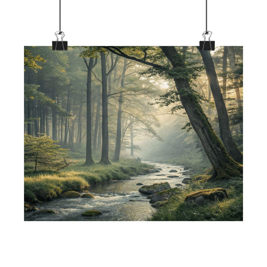 Forest Stream Matte Horizontal Poster | Nature Landscape Wall Art ...