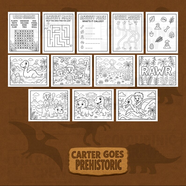 Dinosaur Coloring Pages – 30 Printable Activity Sheets (digital ...