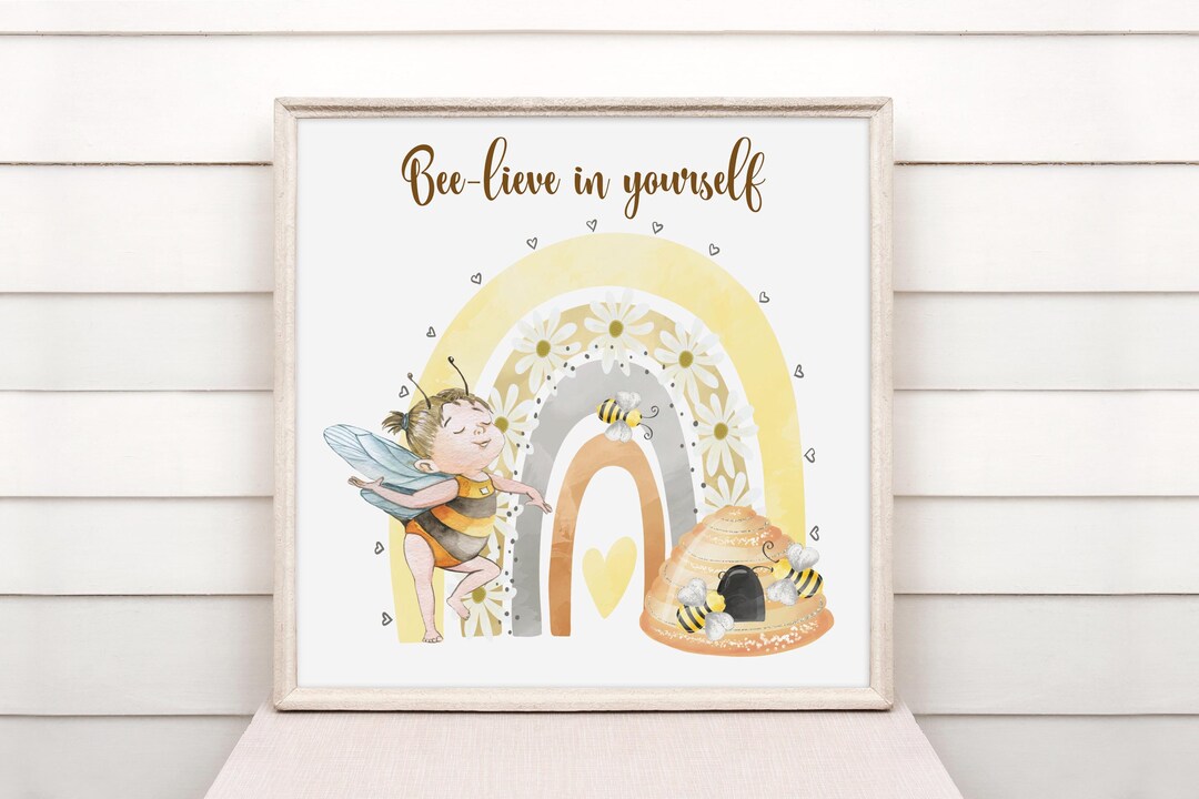Bee-lieve in Yourself Bumble Bee Baby Rainbow Beehive Cute Digital ...
