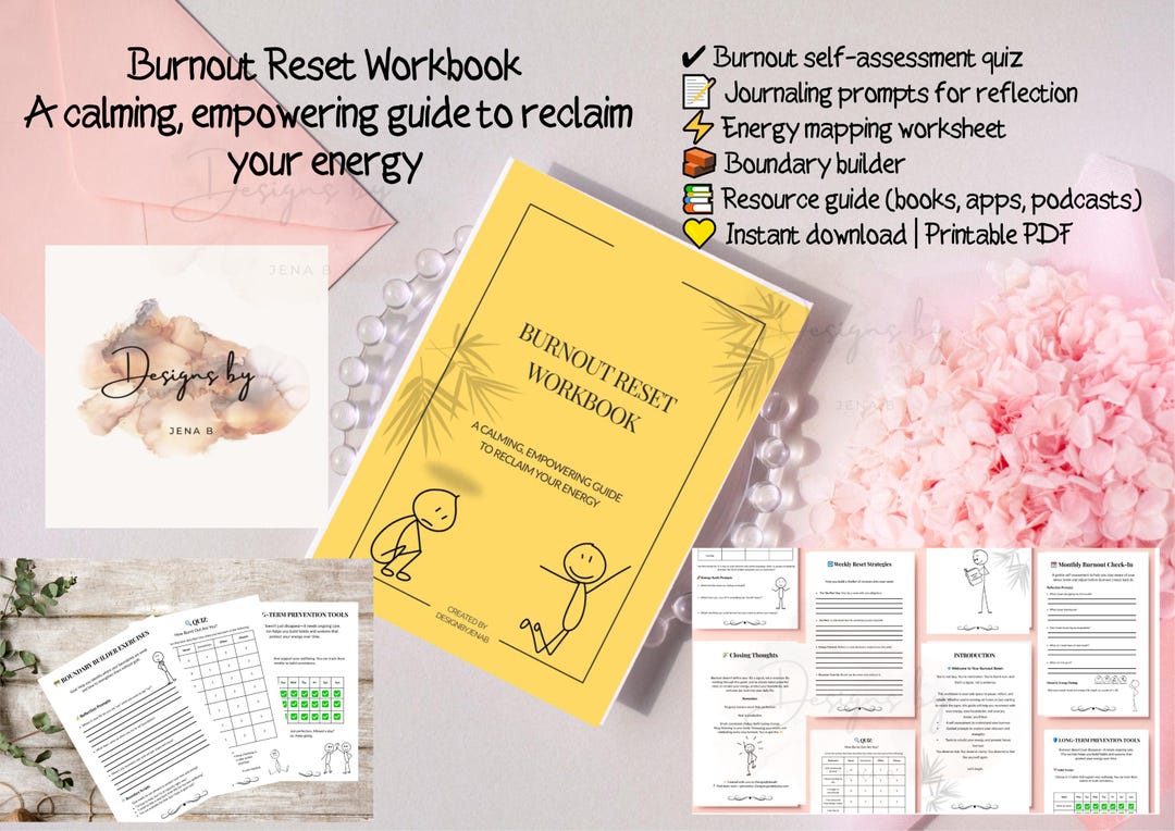 Burnout Reset Workbook – Printable Mental Health Journal, Self-care A4 ...