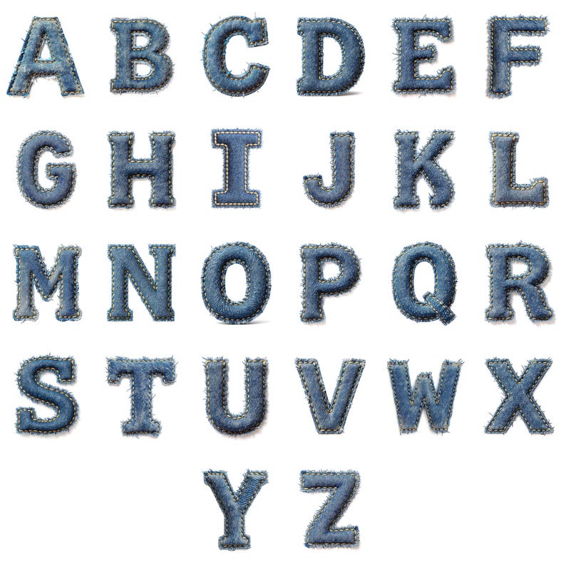 Denim Alphabet PNG: 3D Jeans Letters, Numbers & Symbols (digital ...