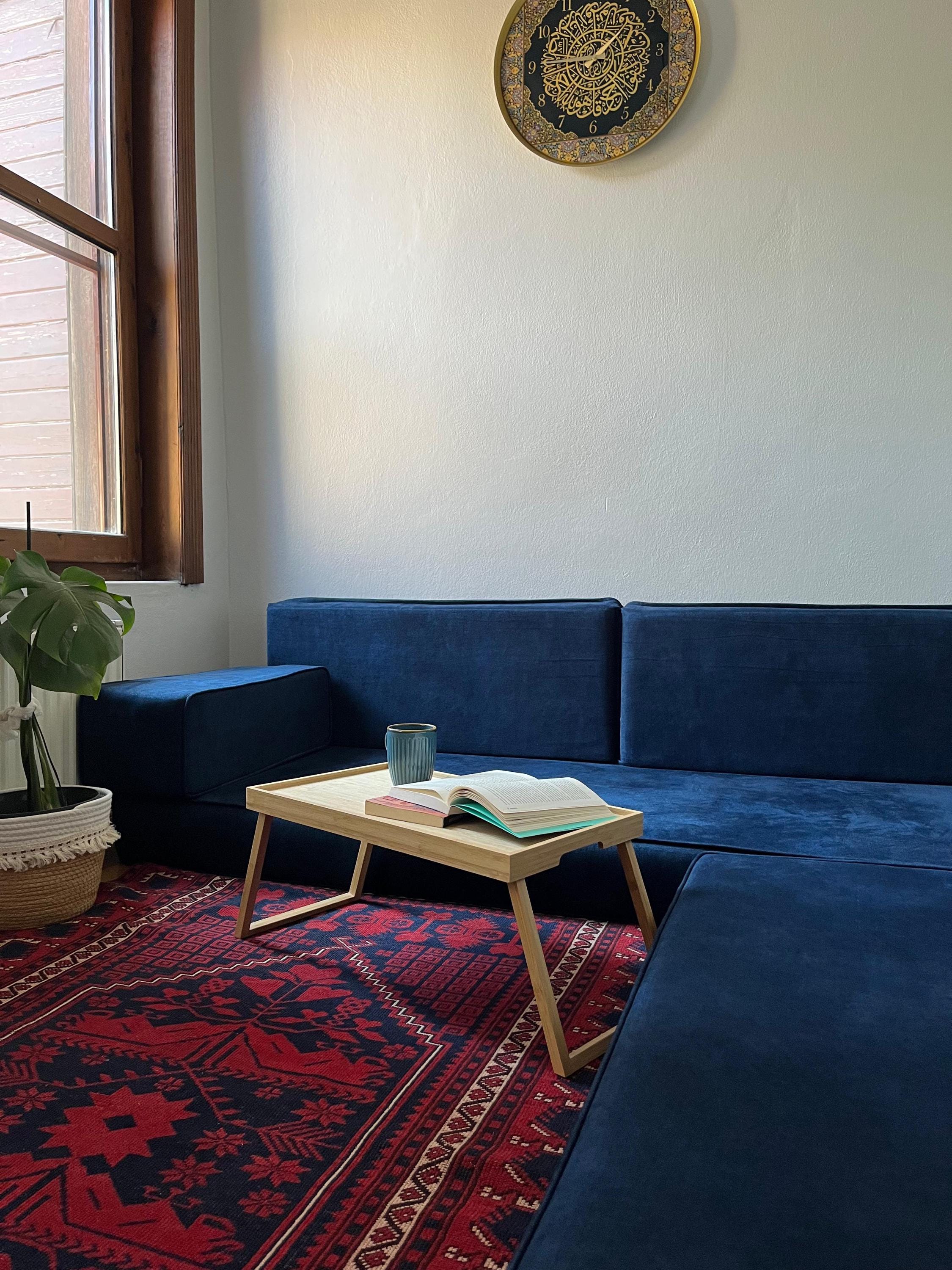 L Shape Floor Seating Sofa | Blue Arabic Majlis Set | Boho Floor ...