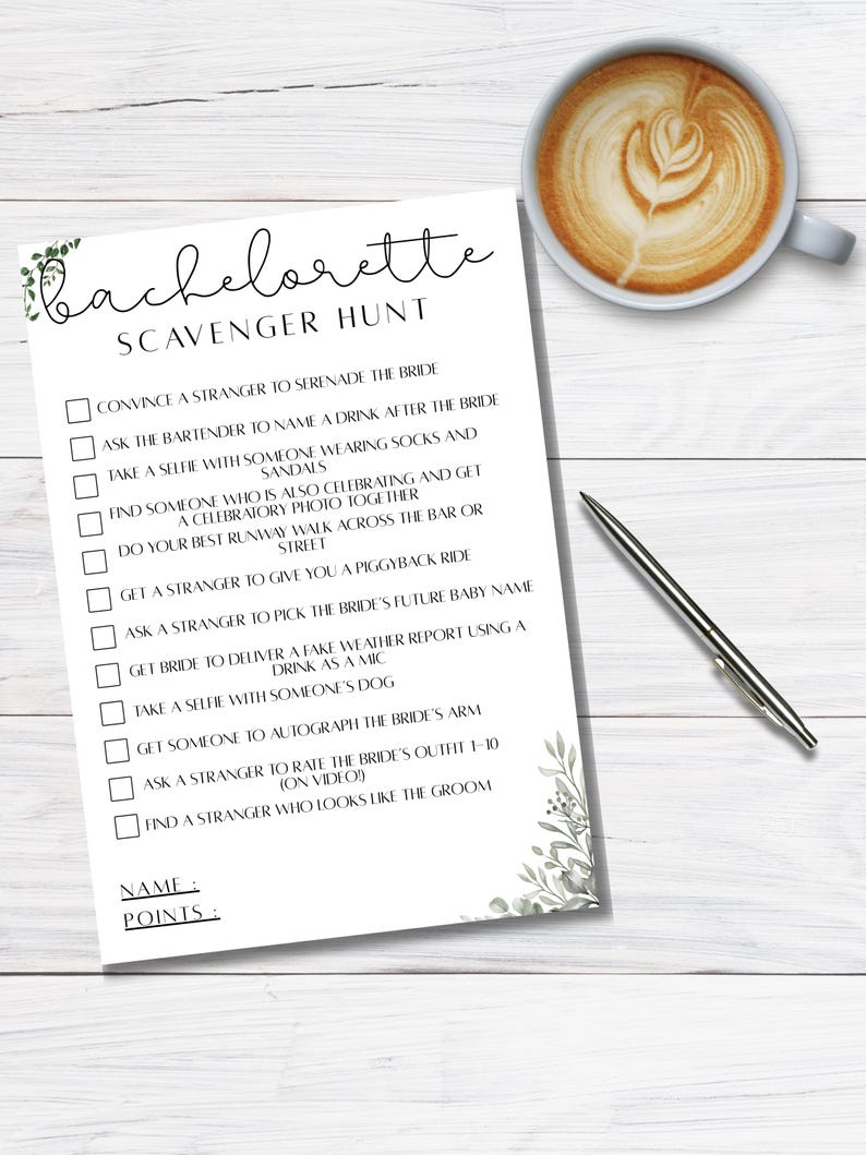 Printable Bachelorette Scavenger Hunt - Etsy Canada
