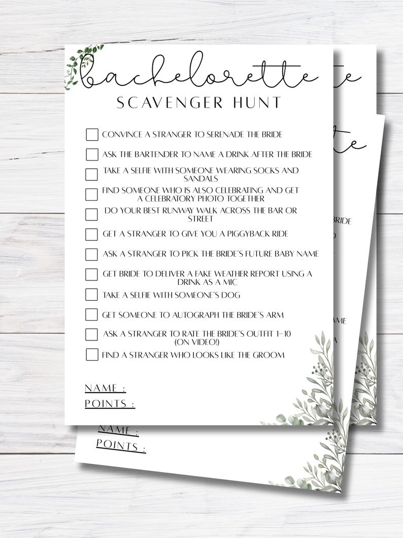Printable Bachelorette Scavenger Hunt - Etsy Canada