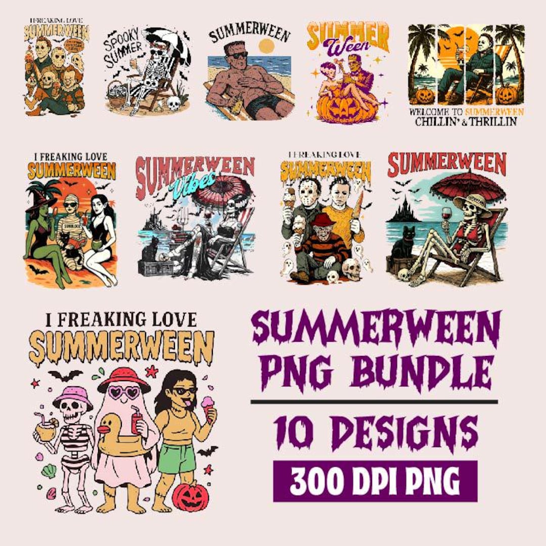 Summerween PNG Bundle: Spooky Beach Halloween Designs (digital Download ...