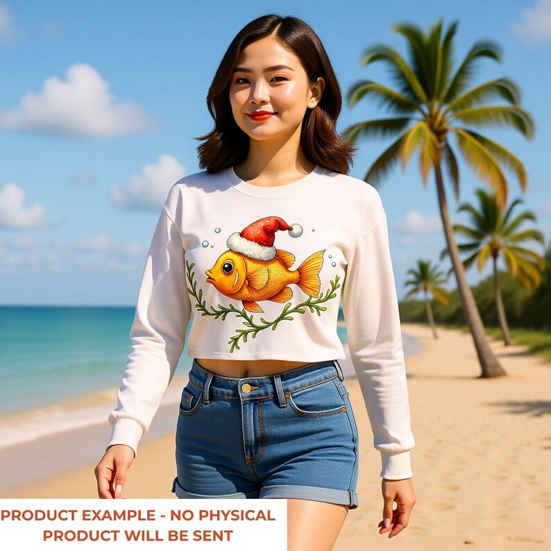 Tropical Christmas Clipart Set, Beach Holiday Watercolor PNG, Summer ...