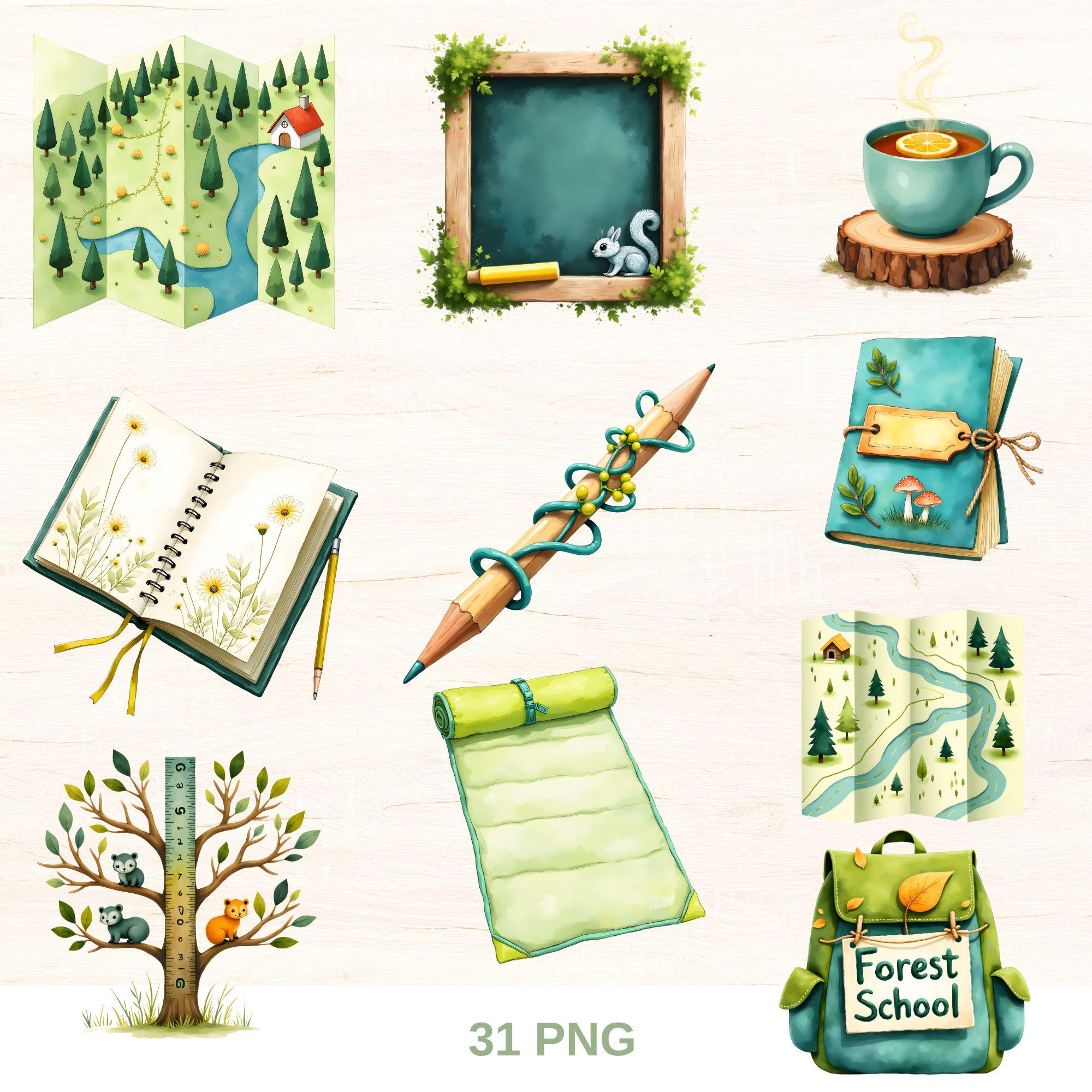 Forest School Clipart Set: Nature Classroom Decor, Woodland PNG ...