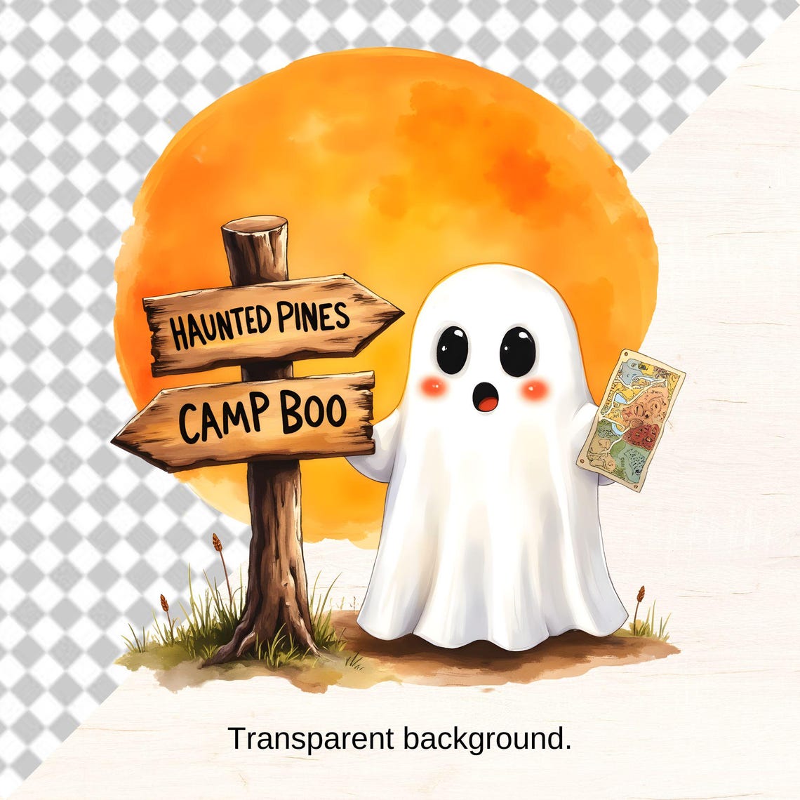 Campfire Ghosts Clipart Set: Spooky Halloween Camping PNG (digital ...