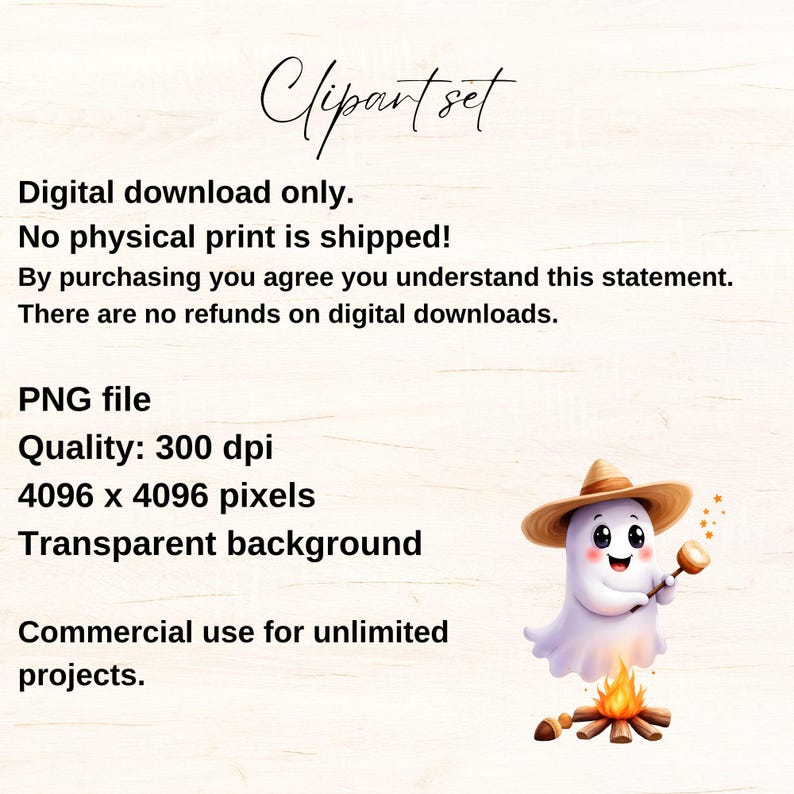 Campfire Ghosts Clipart Set: Spooky Halloween Camping PNG (digital ...