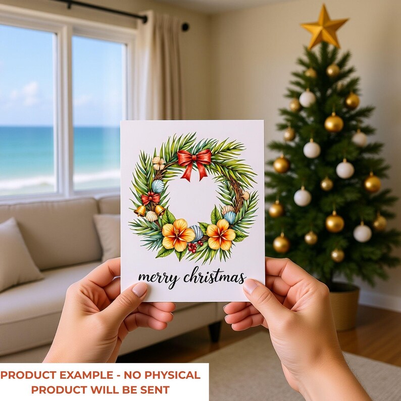 Tropical Christmas Clipart Set, Beach Holiday Watercolor PNG, Summer ...