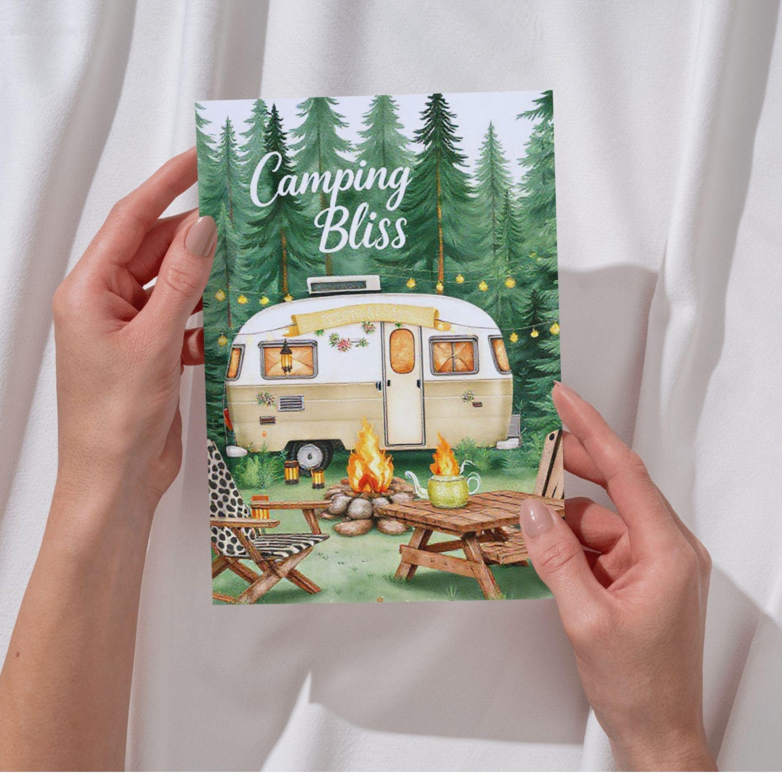 Vintage Caravan Digital Paper: Watercolor Camping PNG Set (digital ...