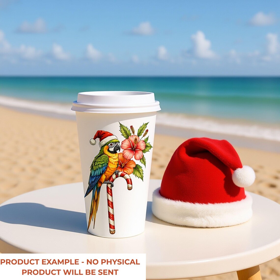 Tropical Christmas Clipart Set, Beach Holiday Watercolor PNG, Summer ...