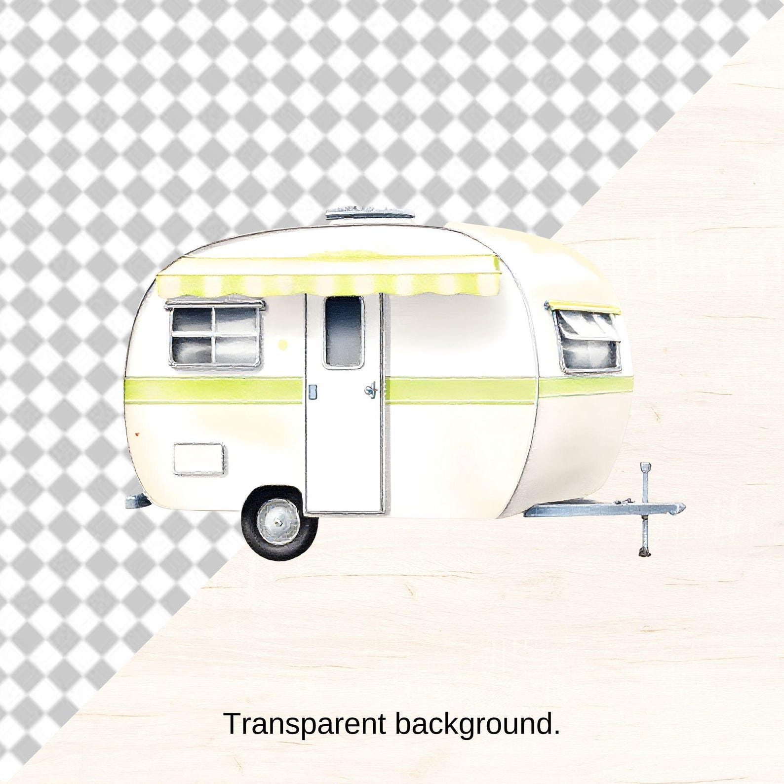 Vintage Trailer Clipart Set: Retro Camper Watercolor Graphics (PNG ...