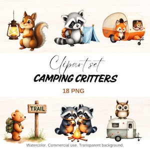 Camping Critters Clipart Set, Woodland Animals, Cute Forest Animals ...