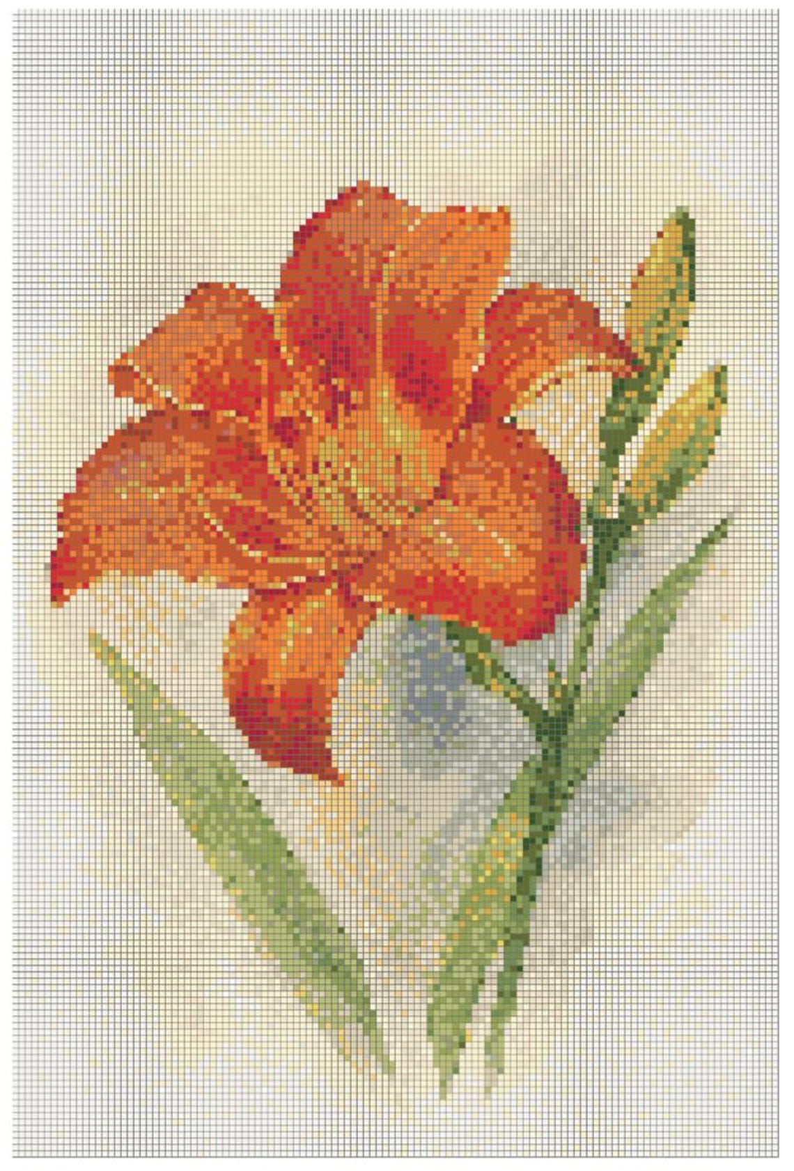Orange Daylily Flower Cross Stitch Pattern PDF - Etsy