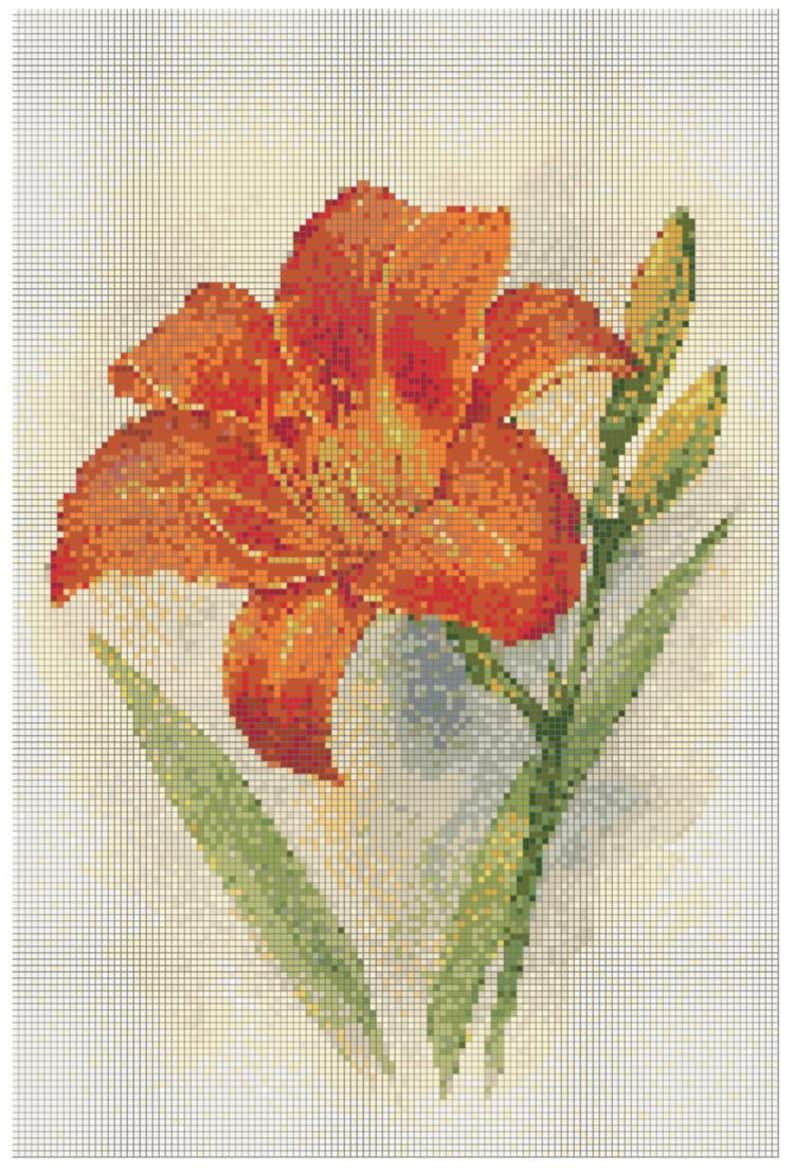 Orange Daylily Flower Cross Stitch Pattern PDF - Etsy