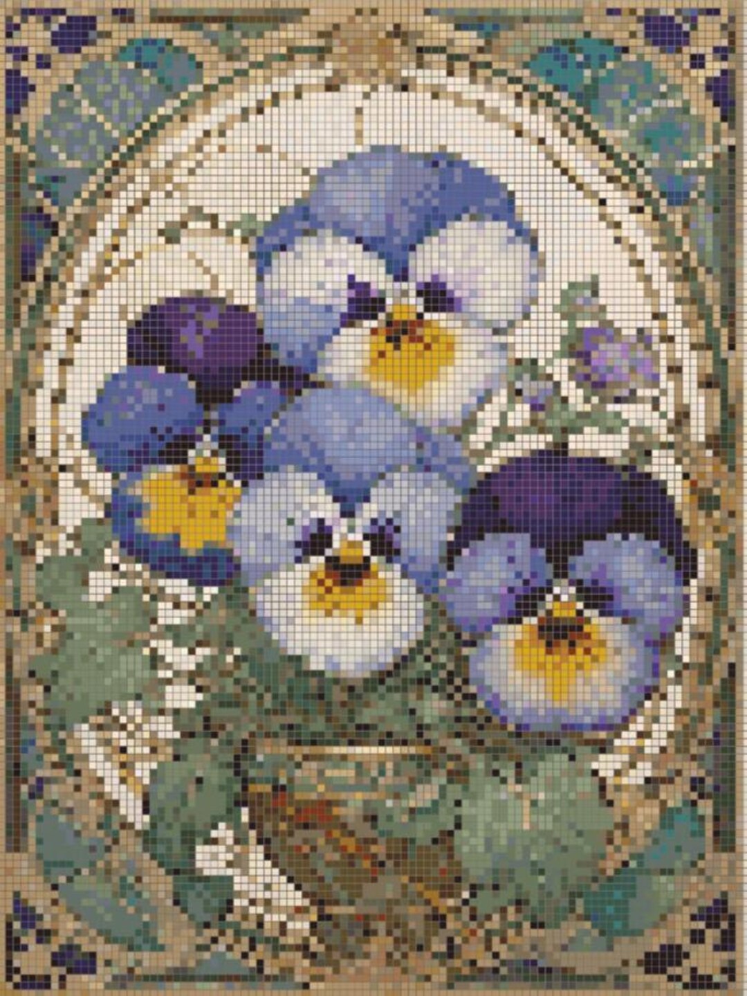 Art Nouveau Pansies Cross-stitch Pattern PDF - Etsy
