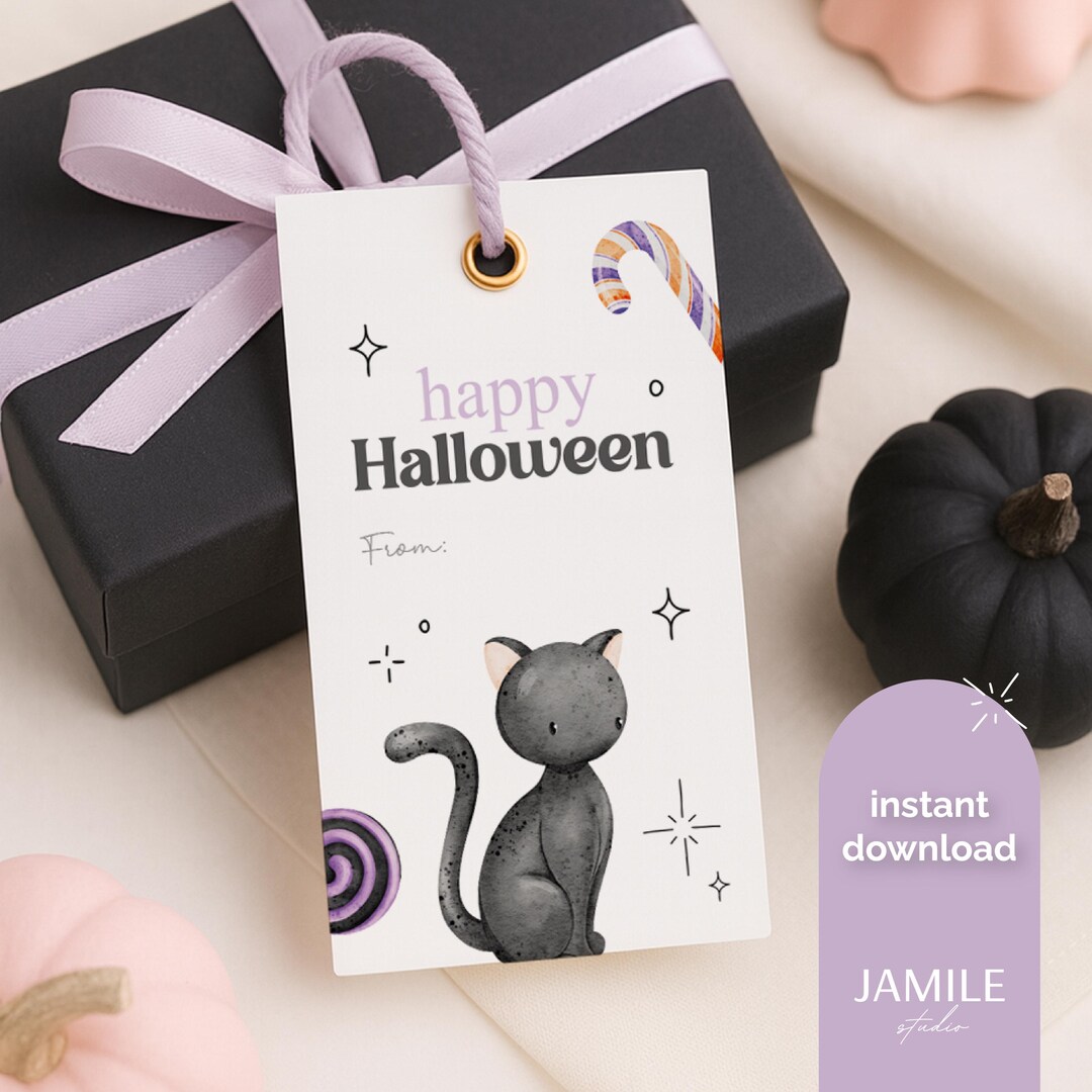 Halloween PDF Gift Tags | Cute Watercolor Printable Tags | Spooky ...