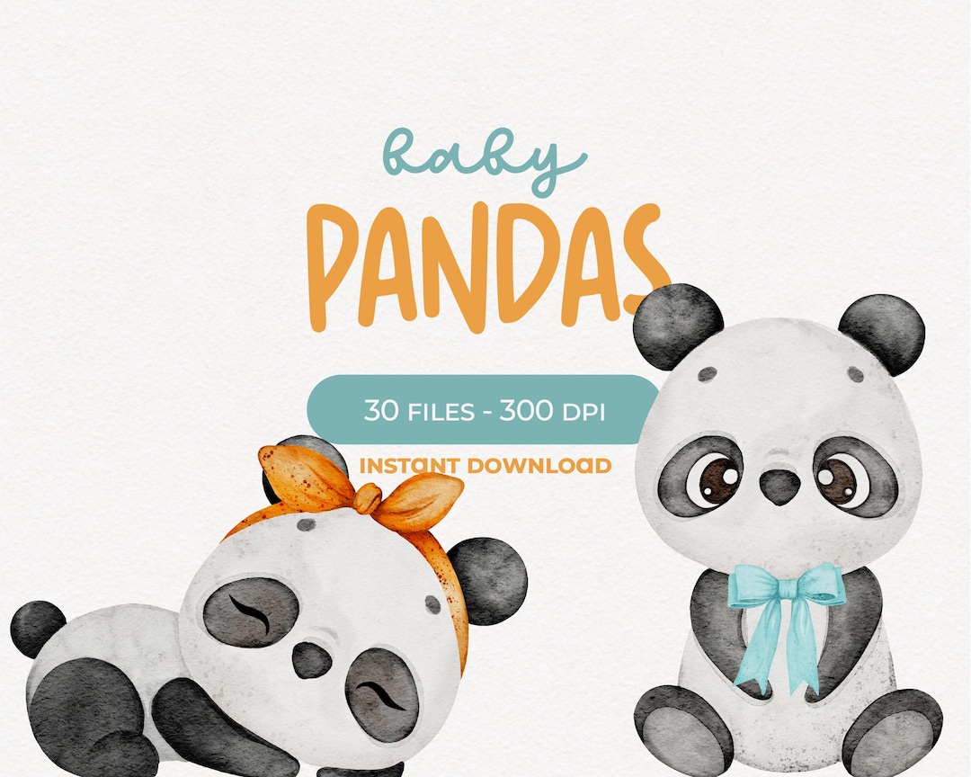 Nursery Panda, Panda Watercolor Cliparts, Watercolor Baby Pandas ...