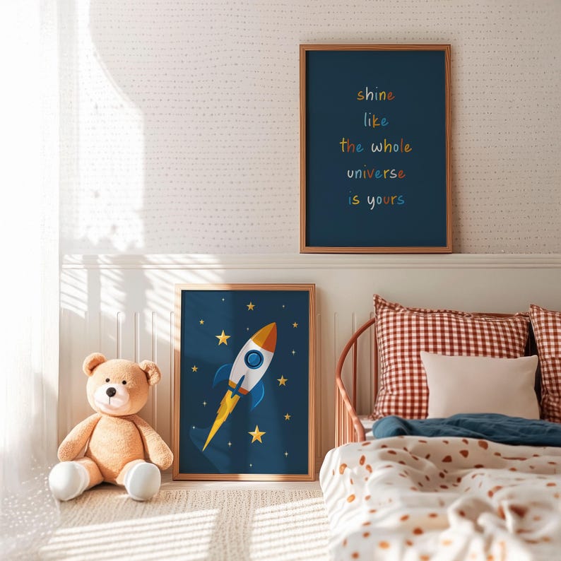 Rocket Ship Nursery Print, Space Theme Wall Art (digital Download) - Etsy